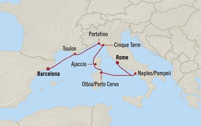 Oceania Cruises 7-days from Barcelona, Spain to Rome (Civitavecchia), Italy