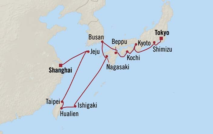 Oceania Cruises 15-days from Shanghai, China to Tokyo, Japan