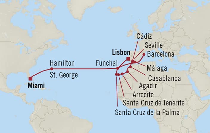 Oceania Cruises 24-days from Lisbon, Portugal to Miami, Florida, United ...