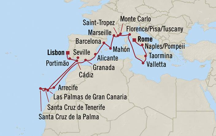 Oceania Cruises 22-days from Rome (Civitavecchia), Italy to Lisbon ...