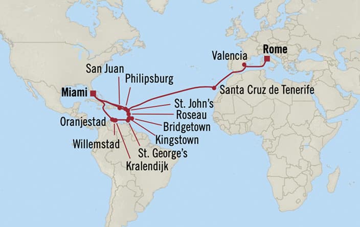 Oceania Cruises 27-days from Rome (Civitavecchia), Italy to Miami ...