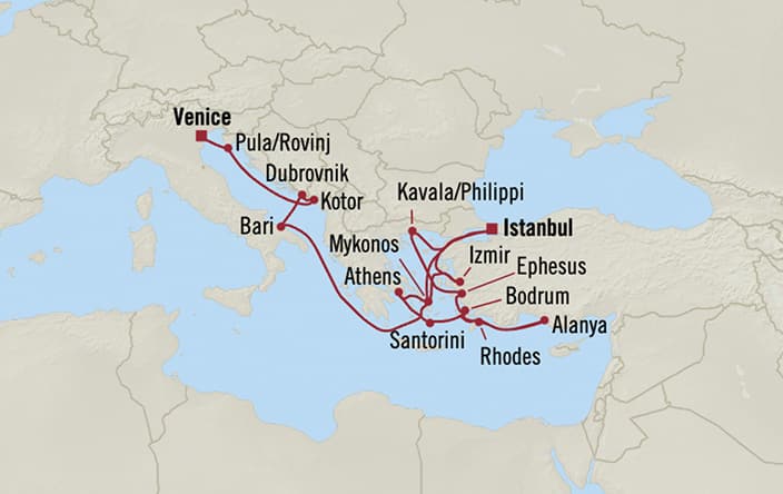 Oceania Cruises 17-days from Istanbul, Turkey to Venice (Trieste), Italy