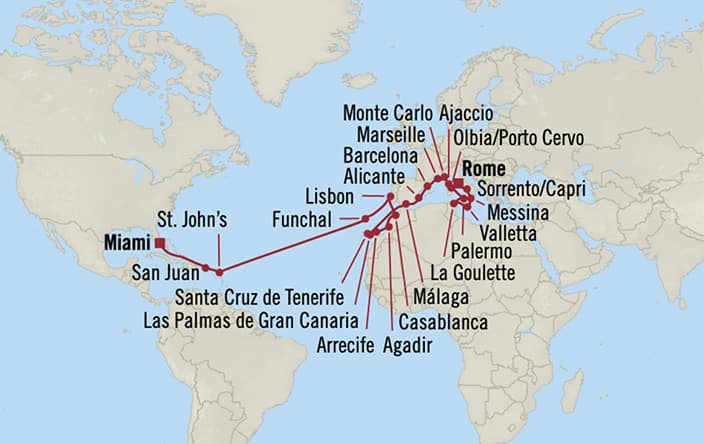 Oceania Cruises 32-days from Rome (Civitavecchia), Italy to Miami ...