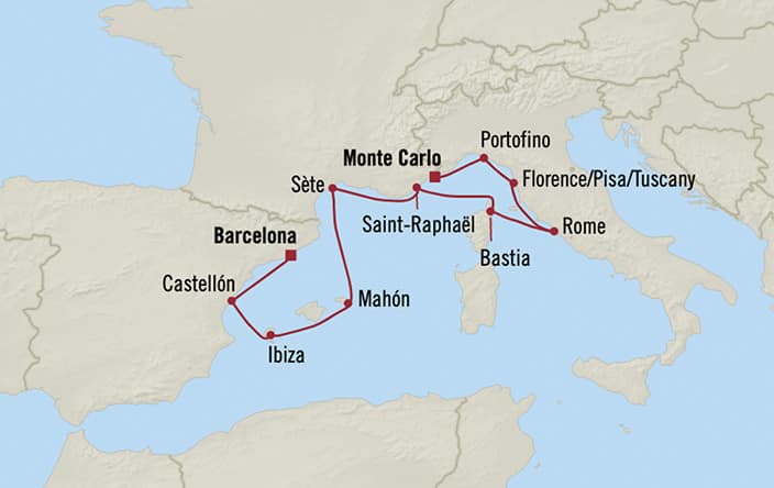 Oceania Cruises 10-days from Barcelona, Spain to Monte Carlo, Monaco