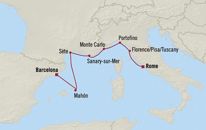 Oceania Cruises 7-days from Barcelona, Spain to Rome (Civitavecchia), Italy