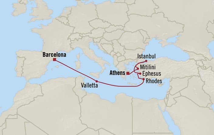 Oceania Cruises 14-days from Barcelona, Spain to Athens (Piraeus), Greece