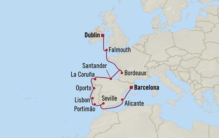 Oceania Cruises 14-days from Barcelona, Spain to Dublin, Ireland