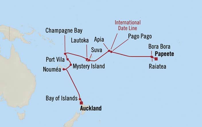 Oceania Map Auckland Oceania Cruises 20 Days From Auckland, New